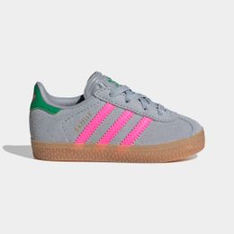 Kinder Sneaker "GAZELLE COMFORT CLOSURE ELASTIC LACES KIDS", adidas originals, Gr. 23, grau, Leder, Synthetik, Schuhe, f&uuml;r Kinder