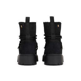 Tommy Hilfiger Damen Winterboots "REAL SHEARLING LACEUP SNOWBOOT", Gr. 38, schwarz, Lederimitat, Veloursleder, unifarben, Schuhe, Blockabsatz,