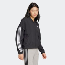 Damen Bomberjacke "ESSENTIALS 3-STREIFEN LIFESTYLE WOVEN", schwarz-wei&szlig;, Gr. XXL, adidas Sportswear, Obermaterial: 100% Polyamid, Jacken