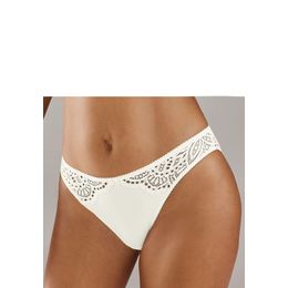 Lascana Damen Slip "Aurora", Gr. 44, beige, Microtouch, Obermaterial: 82% Polyamid, 18% Elasthan, Unterhosen, mit toller Spitze in blumiger Optik