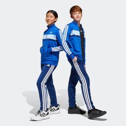 Jungen Trainingsanzug "SEASONAL ESSENTIALS TIBERIO 3-STREIFEN TRICOT KIDS", blau, Gr. 152, adidas Sportswear, Obermaterial: 100% Polyester,