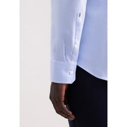 Seidensticker Herren Businesshemd "Schwarze Rose", blau, Gr. 44, Strukturmuster, 100% Baumwolle, Hemden, Slim 1/1 Extra lang Kentkragen Struktur
