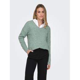 Only Damen Strickpullover "ONLCAMILLA V-NECK L/S PULLOVER KNT NOOS", blau, Gr. M, meliert, Strick, Obermaterial: 74% Polyacryl, 24% Polyester, 2%