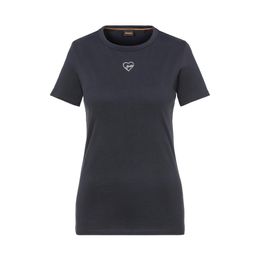 BOSS Orange Damen T-Shirt "Elogo Premium Damenmode", blau, Gr. S, unifarben, Single Jersey, Obermaterial: 100% Baumwolle, Shirts, mit Graphic Detail