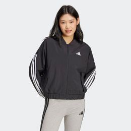 Damen Bomberjacke "ESSENTIALS 3-STREIFEN LIFESTYLE WOVEN", schwarz-wei&szlig;, Gr. XL, adidas Sportswear, Obermaterial: 100% Polyamid, Jacken