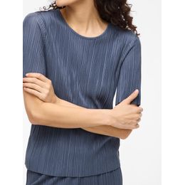 Vila Damen Kurzarmshirt "VIPLISA O-NECK S/S TOP - NOOS", blau, Gr. M, unifarben, Jersey, Obermaterial: 65% Polyester, 35% Viskose, Shirts