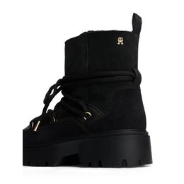 Tommy Hilfiger Damen Winterboots "REAL SHEARLING LACEUP SNOWBOOT", Gr. 40, schwarz, Lederimitat, Veloursleder, unifarben, Schuhe, Blockabsatz,