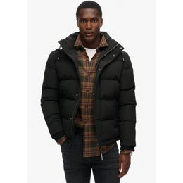 Superdry Herren Steppjacke "Everest Hooded Puffer Jacket", schwarz, Gr. M, unifarben, Web, Obermaterial: 100% Polyester, Jacken, Loose Fit, aus