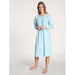Calida Damen Nachthemd "Soft Cotton", Gr. XL, blau, Interlock, Obermaterial: 100% Baumwolle, unifarben, Kleider, Raglan&auml;rmeln, Langarm,