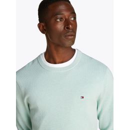 Tommy Hilfiger Herren Rundhalspullover "ESSENTIAL STRUCTURE CREW NECK mit Struktur und Label"minty essence heather, Gr. M, Strick, Obermaterial: 100%