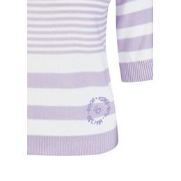 Rabe Damen Rundhalspullover, lila, Gr. 38, gestreift, Strick, Obermaterial: 50% Baumwolle, 50% Polyacryl, Pullover, mit Streifen Muster