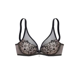 JETTE Damen B&uuml;gel-BH, Gr. 90, schwarz, Microtouch, Obermaterial: 81% Polyamid, 16% Polyester, 3% Elasthan, BHs, in einzigartigem Blumen-Design, sexy