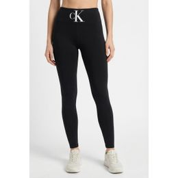 Damen Leggings "CKJ WOMEN LEGGING 1P HIGH-WAIST MONOGRAM", Calvin Klein Jeans, Gr. S, schwarz, Web, Obermaterial: 90% Polyamid, 9% Elasthan, 1%