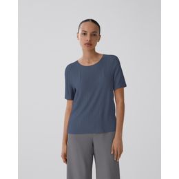 Vila Damen Kurzarmshirt "VIPLISA O-NECK S/S TOP - NOOS", blau, Gr. XS, unifarben, Jersey, Obermaterial: 65% Polyester, 35% Viskose, Shirts