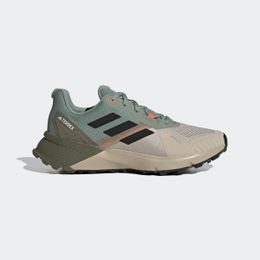 adidas terrex Herren Trailrunningschuh "SOULSTRIDE TRAILRUNNING", Gr. 43silber gr&uuml;n, core schwarz, semi impact orange, Synthetik, Textil, Schuhe,