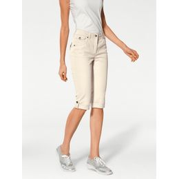 Heine Damen Caprijeans, wei&szlig;, Gr. 36, unifarben, 97% Baumwolle, 3% Elasthan, Miedereinsatz:15% Elasthan, 85% Polyamid, Jeans