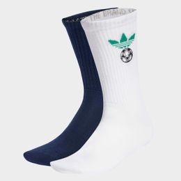 Herren Sportsocken "EMBROIDERED CREW 2 PAAR", adidas originals, Gr. Lwei&szlig;, night indigo, Obermaterial: 55% Baumwolle, 41% Polyester, 3% Elasthan, 1%