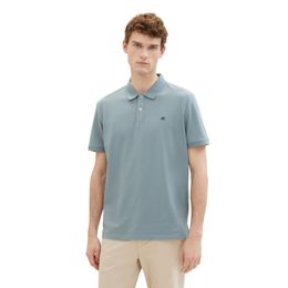 Tom Tailor Herren Poloshirt, grau, Gr. L, Single Jersey, Obermaterial: 100% Baumwolle, Shirts, mit Knopfleiste und Logo
