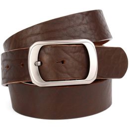 Anthoni Crown Damen Lederg&uuml;rtel, braun, Gr. 100, unifarben, Leder, G&uuml;rtel, mit Oberfl&auml;chennarbung