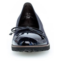 Gabor Damen Ballerina, Gr. 40, blau, Lacklederimitat, Ziegenveloursleder, unifarben, Schuhe, Flats, Chunky Slipper mit komfortablem Gummieinfass