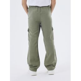 name it M&auml;dchen Cargohose "NKFBELLA ST TWI CARGO 8262-BU NOOS", gr&uuml;n, Gr. 122, unifarben, Twill, Obermaterial: 93% Viskose, 7% Polyester, Hosen, mit