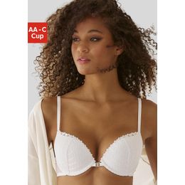 s.Oliver Damen Push-up-BH "Lilou", Gr. 75, wei&szlig;, Spitze, Obermaterial: 60% Polyamid, 35% Polyester, 5% Elasthan, BHs, mit praktischem