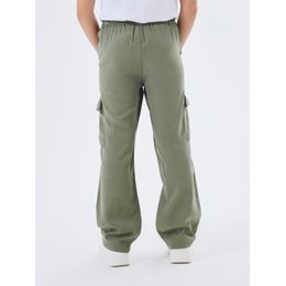 name it M&auml;dchen Cargohose "NKFBELLA ST TWI CARGO 8262-BU NOOS", gr&uuml;n, Gr. 116, unifarben, Twill, Obermaterial: 93% Viskose, 7% Polyester, Hosen, mit