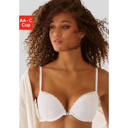 s.Oliver Damen Push-up-BH "Lilou", Gr. 85, wei&szlig;, Spitze, Obermaterial: 60% Polyamid, 35% Polyester, 5% Elasthan, BHs, mit praktischem