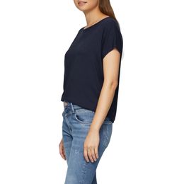 s.Oliver Damen T-Shirt, blau, Gr. 36, unifarben, Jersey, Obermaterial: 95% Viskose, 5% Elasthan, Shirts, mit Markenlabel