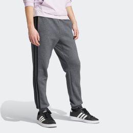 Herren Sporthose "ESSENTIALS 3-STREIFEN", grau, Gr. XXXL, adidas Sportswear, Obermaterial: 55% Baumwolle, 36% Polyester, 9% Viskose, Hosen