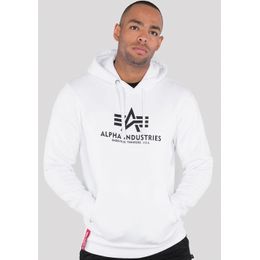 Herren Kapuzensweatshirt "Basic Hoody", wei&szlig;, Gr. L, Alpha Industries, bedruckt, angeraute Sweatware, Obermaterial: 80% Baumwolle, 20% Polyester,