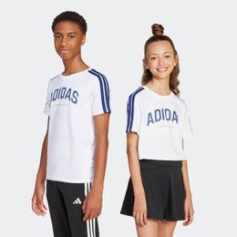 Jungen T-Shirt "J C COLLEG TEE"wei&szlig;, Gr. 140, adidas Sportswear, Obermaterial: 100% Baumwolle, Shirts, mit auff&auml;lliger Grafik, bequeme Passform, aus