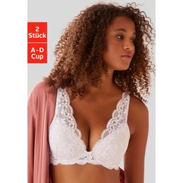 Damen Push-up-BH, PETITE FLEUR BY LASCANA, Gr. 80, schwarz-wei&szlig;, Spitze, Obermaterial: 60% Polyamid, 35% Polyester, 5% Elasthan, BHs, in High Apex