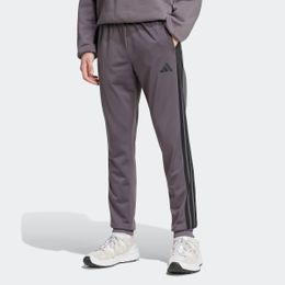 Herren Sporthose "3-STREIFEN TRICOT REGULAR TAPERED", grau, Gr. XXL, adidas Sportswear, Obermaterial: 100% Polyester, Hosen