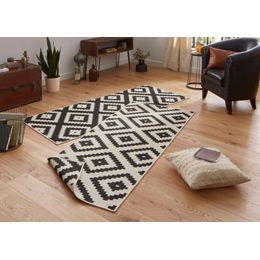 Teppich Hanse Home, B:80cm H:5mm L:350cm, schwarz, Kunstfaser, Wohnzimmer, Teppiche, "Malta Wendeteppich", In-& Outdoor, Wetterfest, Balkon,