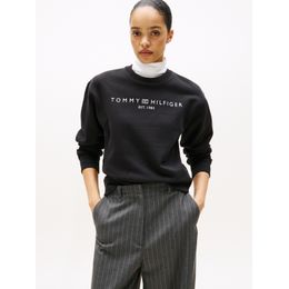Tommy Hilfiger Damen Sweatshirt "MDRN REG CORP LOGO C-NK SWTSHRT", schwarz, Gr. XXL, unifarben, Sweatware, Obermaterial: 64% Baumwolle, 36%