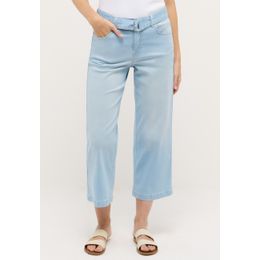 7/8-Jeans Angels "Linn City", Damen, Gr. 44, L&auml;nge 26, bleached blau used, Denim/Jeans, Obermaterial: 89% Baumwolle, 8% Polyester, 3% Elasthan, unifarben, relaxed fit 7/8-L&auml;nge, Jeans, Culotte im Relaxed Fit, mit G&uuml;rtel