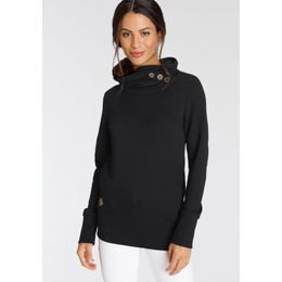 Ragwear Damen Longsweatshirt "ANGELLIKA O", schwarz, Gr. XS, kontrastfarbene Details, unifarben, Sweatware, Obermaterial: 65% Baumwolle, 35%