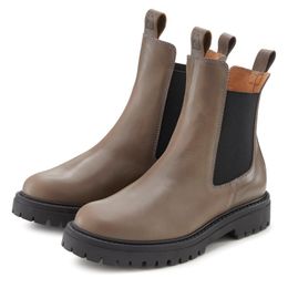 ELBSAND Damen Stiefelette "Chelseaboots, Schlupfstiefel, Bikerboots, Sommerstiefelette", Gr. 43, grau, Obermaterial: 100% Rindsleder. Decksohle: 100%