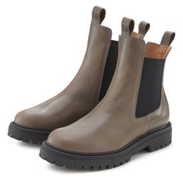 ELBSAND Damen Stiefelette "Chelseaboots, Schlupfstiefel, Bikerboots, Sommerstiefelette", Gr. 37, grau, Obermaterial: 100% Rindsleder. Decksohle: 100%