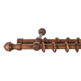 Gardinenstange SN DECO GROUP, L:120cm, braun, Holzwerkstoff, Gardinenstangen, "Ares", 28 mm, Holz, verschiedene L&auml;ngen und Farben, Komplettset