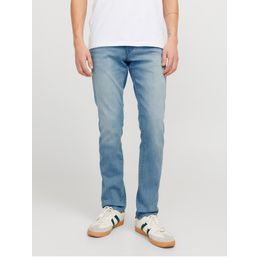 Jack & Jones JACK & JONES Herren Slim-fit-Jeans "JJIGLENN &ndash; Jeans mit Stretch, niedriger Leibh&ouml;he und Taschen", blau, Gr. 28, Abriebeffekte, Denim/Jeans,