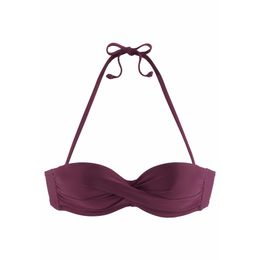 Lascana Damen B&uuml;gel-Bandeau-Bikini-Top "Italy", rot, Gr. 36, unifarben, Microfaser, Microfaser, Polyamid, Bikini-Oberteile, mit seitlichen St&auml;bchen