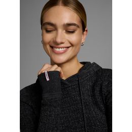 Kangaroos Damen Kapuzenpullover, grau, Gr. 48, kontrastfarbene Details, meliert, Rippstrick, Obermaterial: 50% Baumwolle, 50% Polyacryl, Pullover, im
