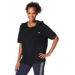 Kangaroos Damen T-Shirt, schwarz, Gr. 44, unifarben, Obermaterial: 56% Baumwolle, 38% Viskose, 6% Elasthan, Shirts, Kurzarm, l&auml;ssige Passform, aus