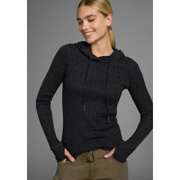Kangaroos Damen Kapuzenpullover, grau, Gr. 40, kontrastfarbene Details, meliert, Rippstrick, Obermaterial: 50% Baumwolle, 50% Polyacryl, Pullover, im
