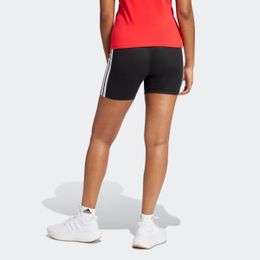 Damen Trainingstights "ESSENTIALS 3-STREIFEN HIGH WAISTED KURZE LEGGINGS", schwarz-wei&szlig;, Gr. L, adidas Sportswear, Obermaterial: 90% Baumwolle, 10%