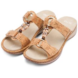 Pantolette Ara "HAWAII", Damen, Gr. 37, natur, Lederimitat, Schuhe Pantolette, Schlupfschuh, Komfortschuh mit Klettverschl&uuml;sse, G-Weite