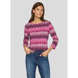 Rabe Damen 3/4-Arm-Shirt, lila, Gr. 44, gemustert, Web, Obermaterial: 92% Baumwolle, 8% Elasthan, Shirts, mit grafschem Muster