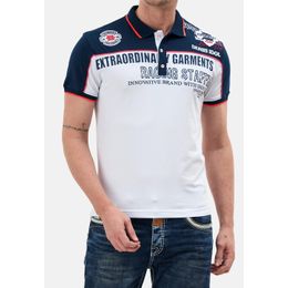 Cipo & Baxx CIPO & BAXX Herren Poloshirt, wei&szlig;, Gr. XL, bedruckt, mehrfarbig, Jersey, Obermaterial: 95% Baumwolle, 5% Elasthan, Shirts